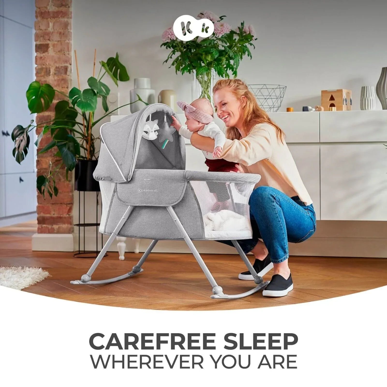 Kinderkraft LOVI 3-in-1 Baby Crib - Grey – Baby&More