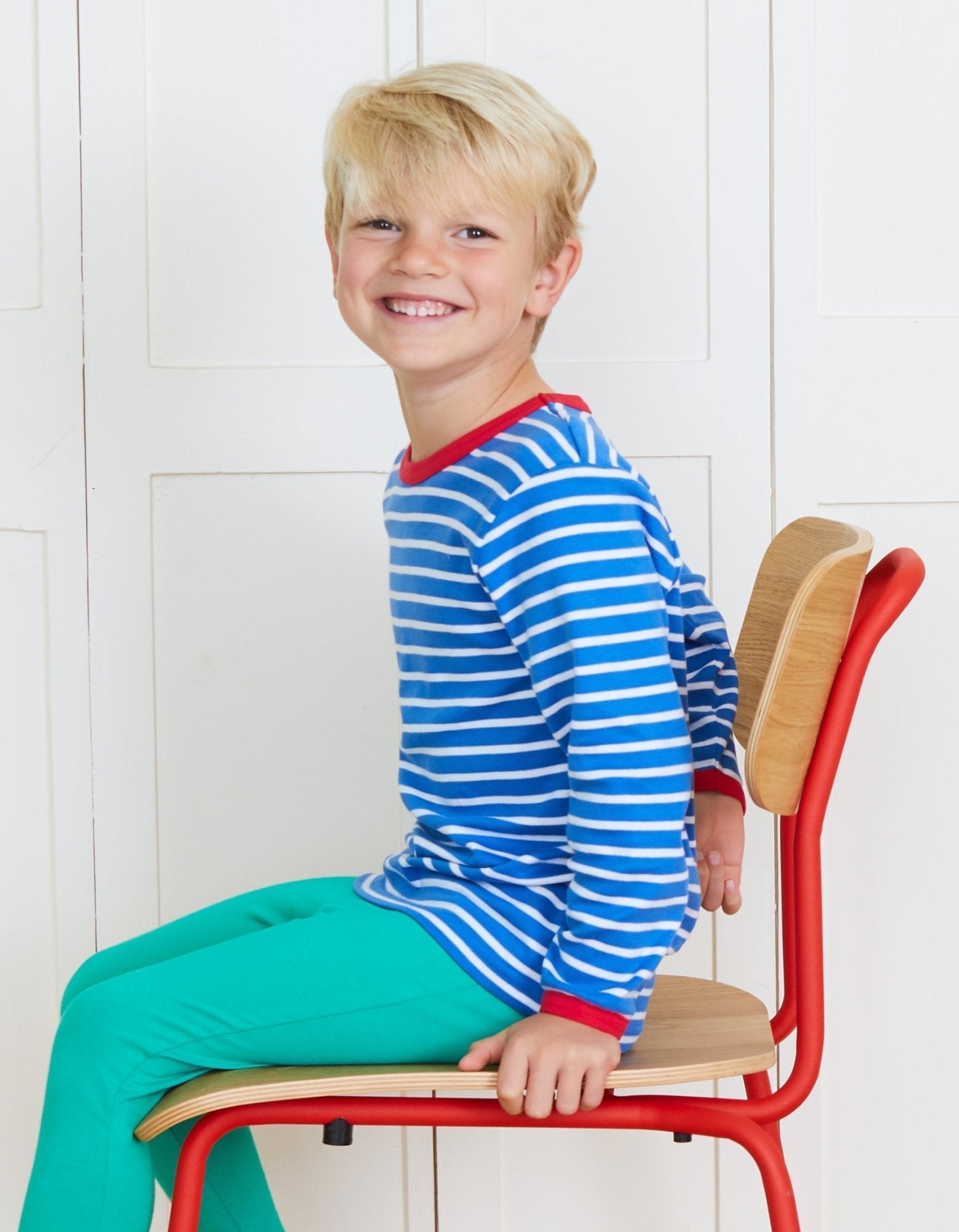 Toby Tiger Organic Long-Sleeved T-Shirt - Blue Breton Stripe – Baby&More